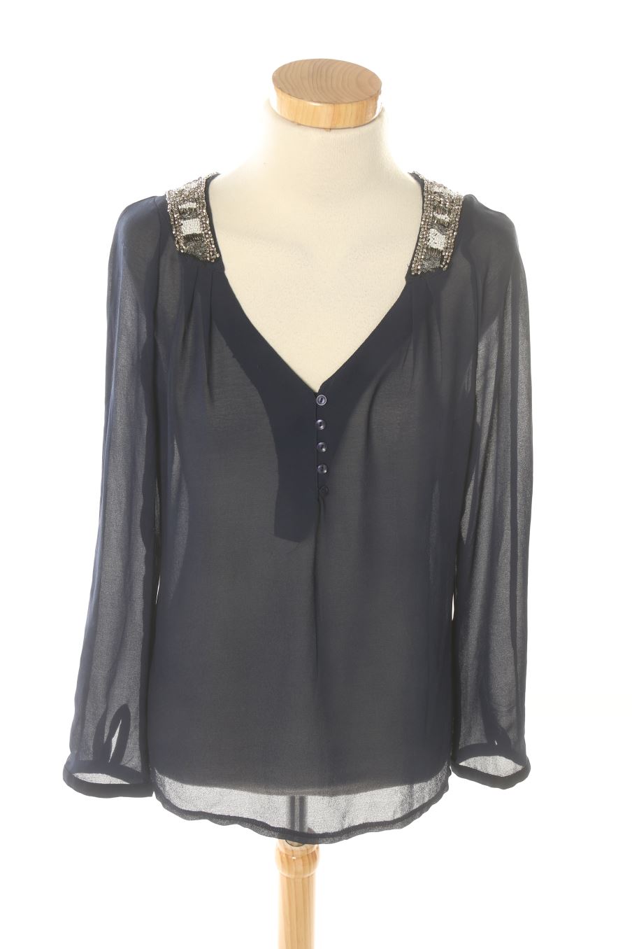 Langärmelige Bluse von Osley Größe M, Farbe Marineblau, für